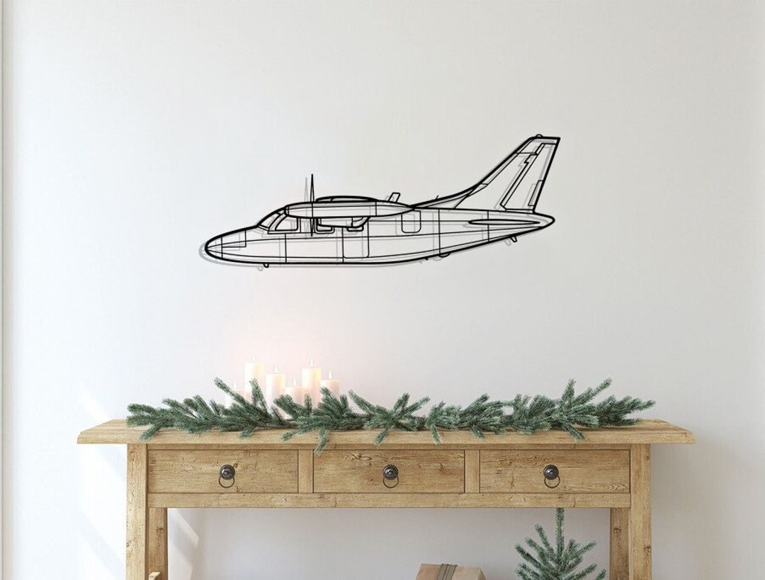 Mitsubishi MU-2K Silhouette Metal Wall Art, Airplane Silhouette Wall ...