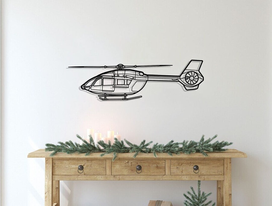 Eurocopter H145 Silhouette Metal Wall Art, Airplane Silhouette Wall ...