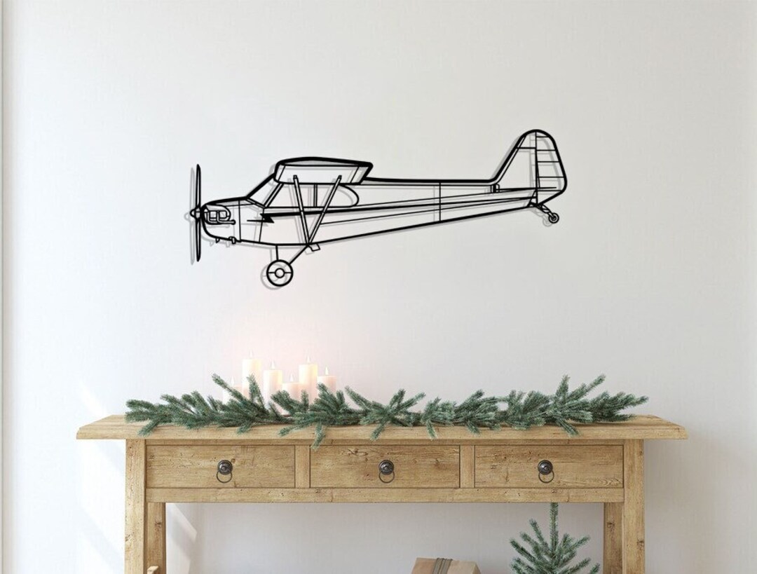 Piper J-3 Cub Silhouette Metal Wall Art, Airplane Silhouette Wall Decor ...