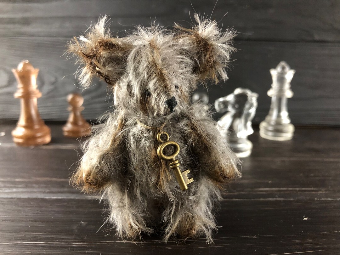 Gray Mohair Teddy Bear Toy, Miny Blythe Friend, OOAK Miniature Bear Toy, Tiny Bear Figurine - Etsy