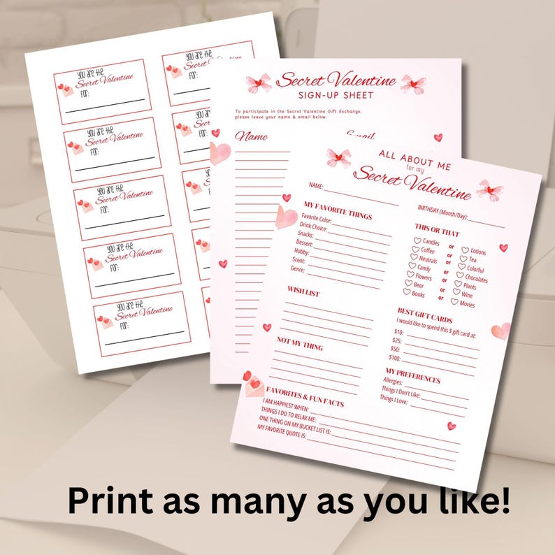 All About Me Secret Valentine Printable, Getting to Know You, Secret ...