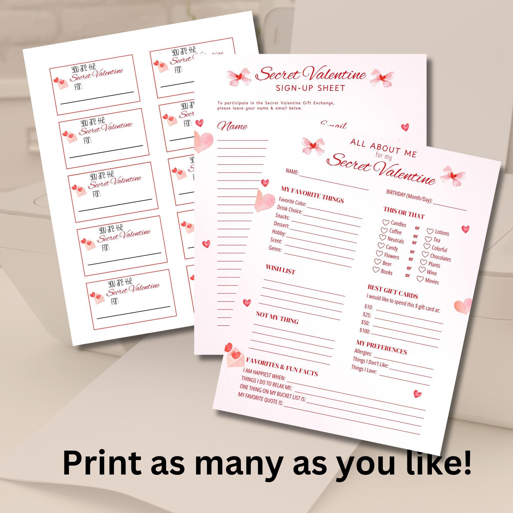All About Me Secret Valentine Printable, Getting to Know You, Secret ...