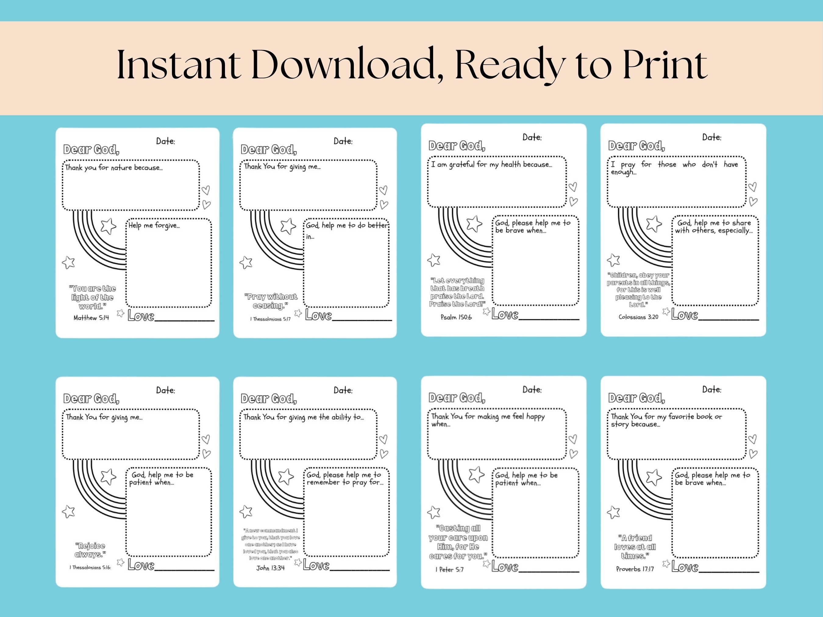 Primary Prayer Journal Bible Scripture Coloring Pages, Personalized ...