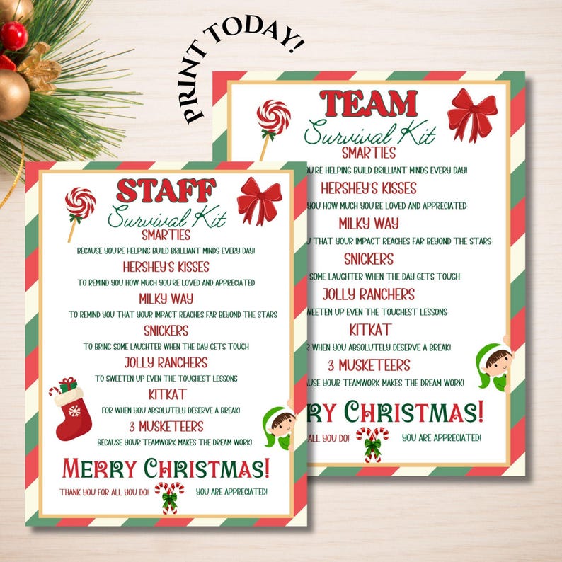 Christmas Survival Kit, School Teacher Gift Exchange, Employee Staff ...