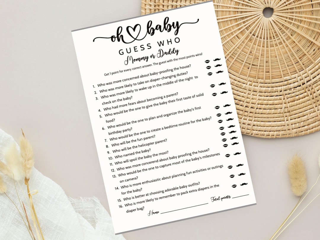 Baby Shower Guess Who Game, Mommy or Daddy Game, Editable Template ...