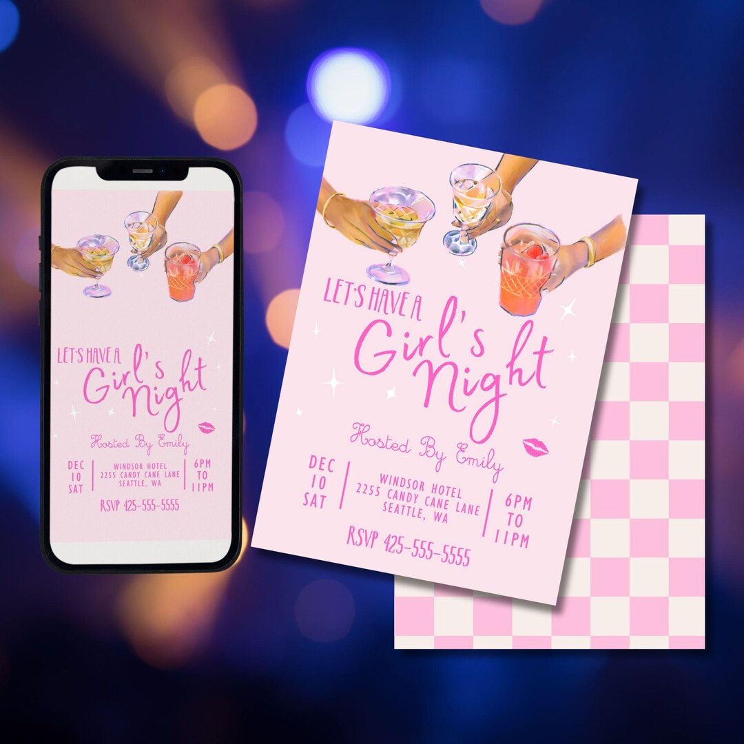 Girl's Night Out Editable Invitation, Let's Go Girls Dinner Invite ...