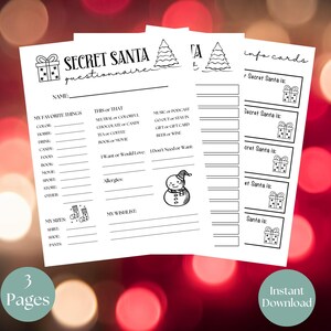 Editable Secret Santa Office Gift Exchange, Secret Santa Questionnaire ...