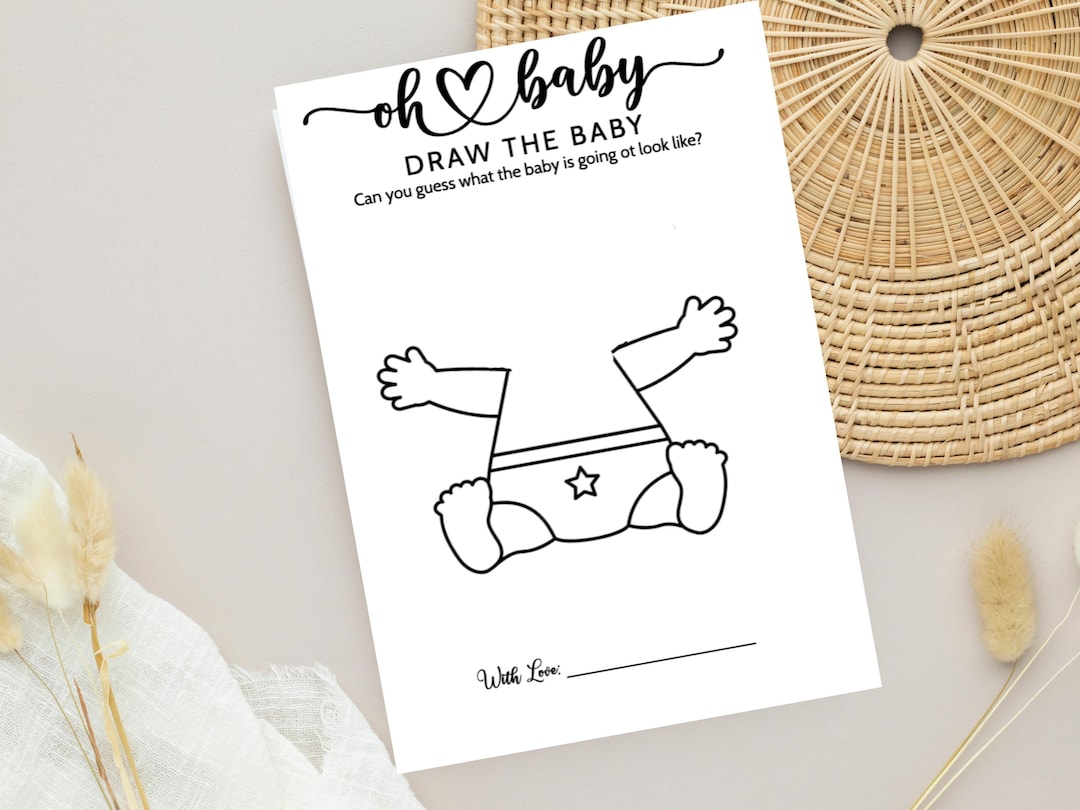 Draw the Baby, Baby Shower Game, Baby Shower Card, Baby Printable ...