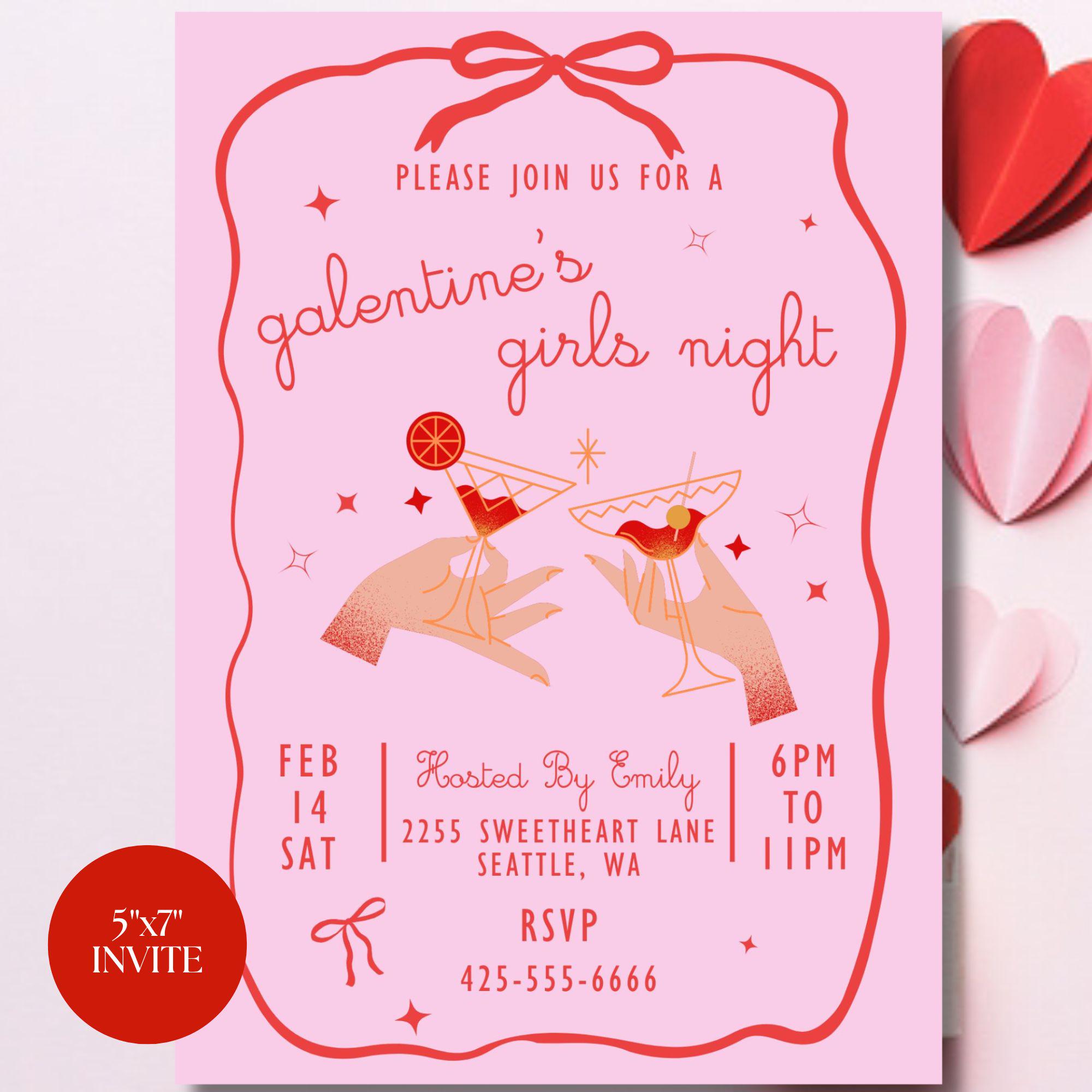 Galentine's Girls Night Invite, Galentine's Printable Invitation ...