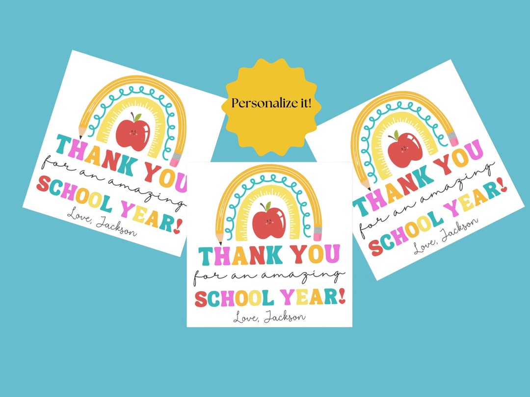 Editable Teacher Tag, Personalize Printable Tags, Thank You Teacher ...
