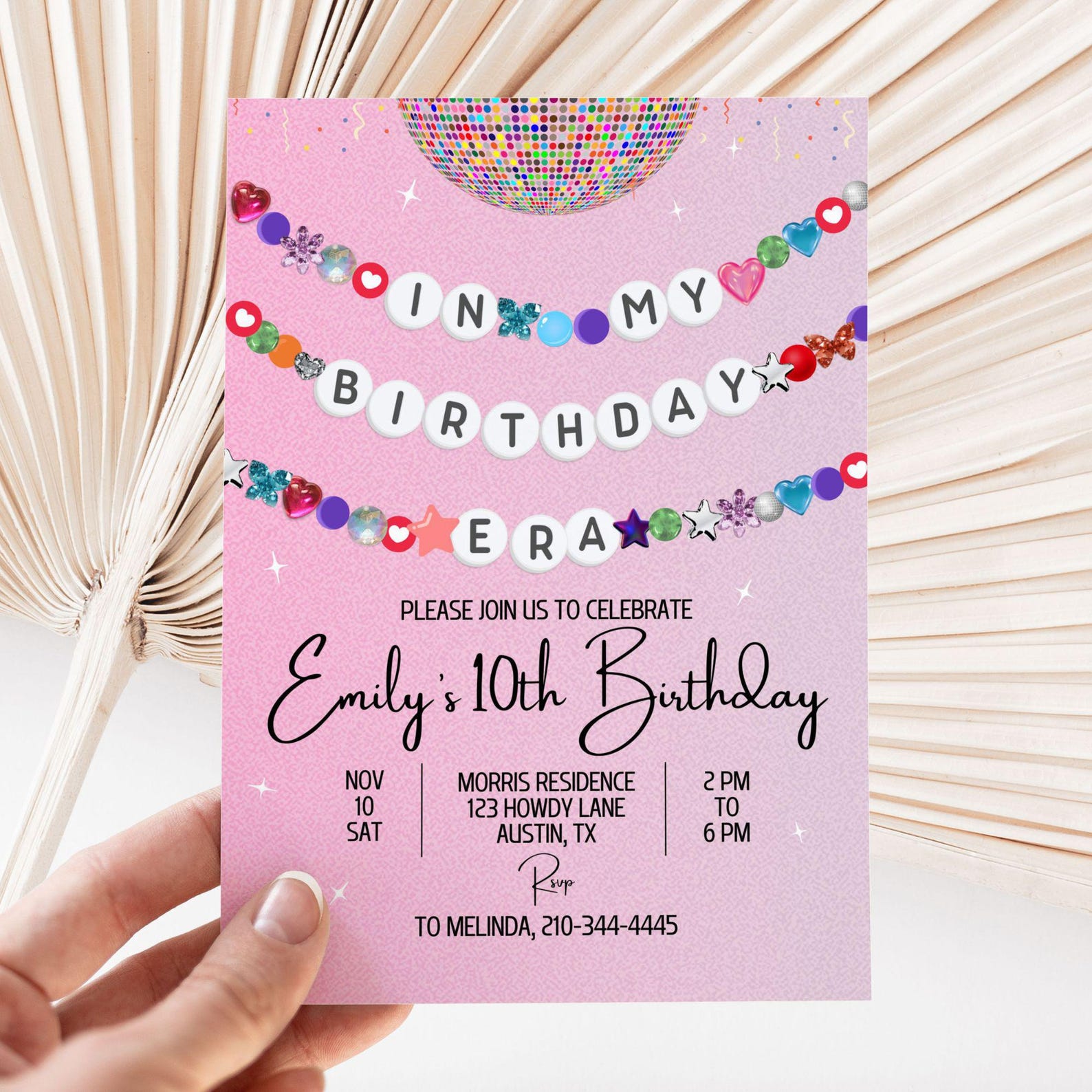 Friendship Bracelet Printable Invitation, Birthday Era Invitation, in ...
