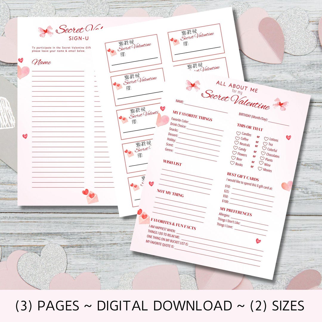 All About Me Secret Valentine Printable, Getting to Know You, Secret ...
