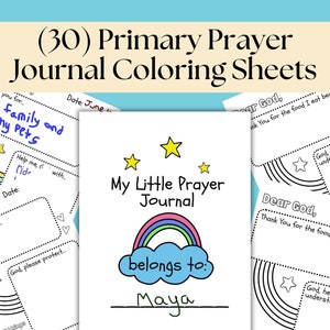 Primary Prayer Journal Bible Scripture Coloring Pages, Personalized ...