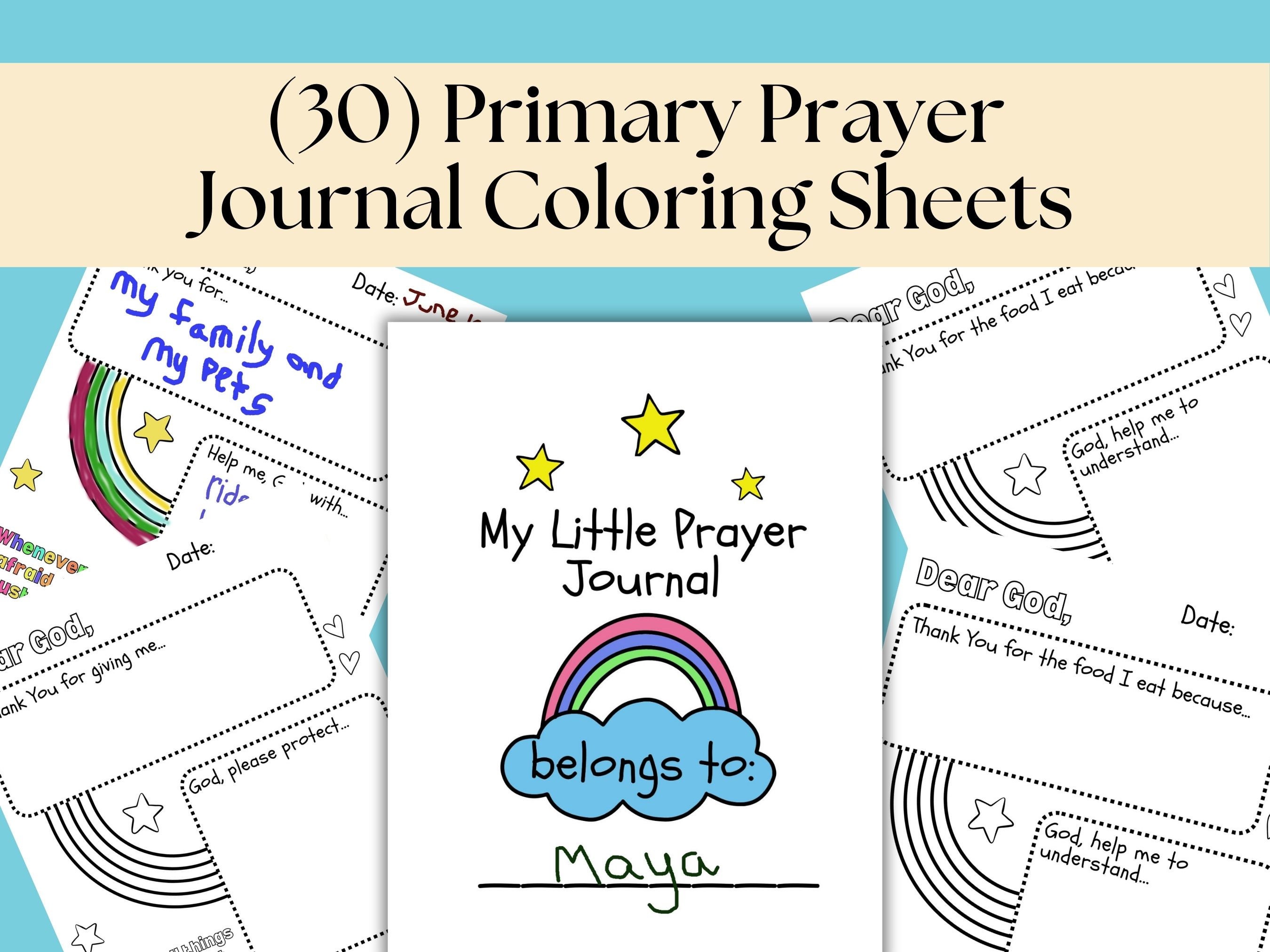Primary Prayer Journal Bible Scripture Coloring Pages, Personalized ...