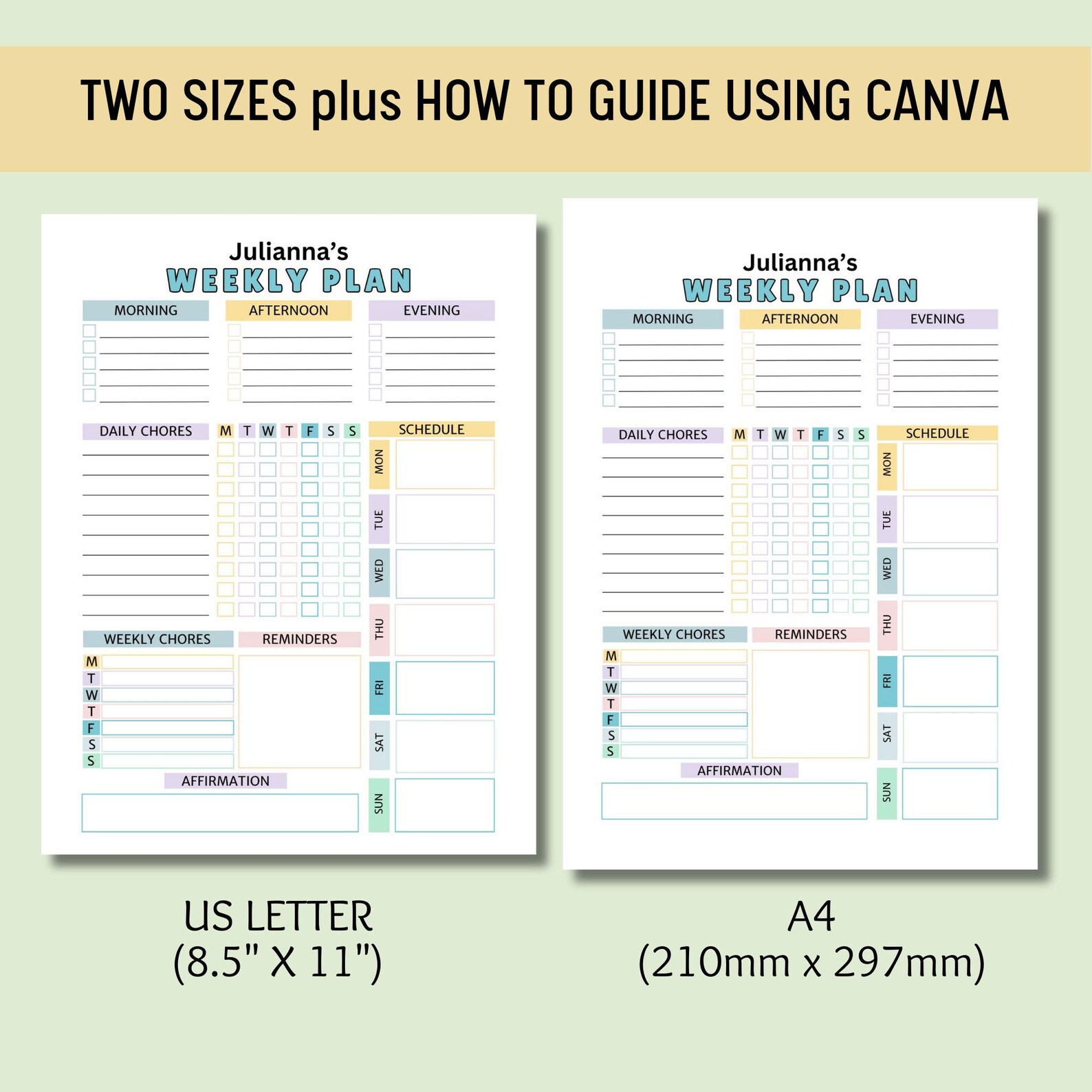 Daily Editable Chore Chart, Printable Kids Chore Chart, Weekly Chore ...