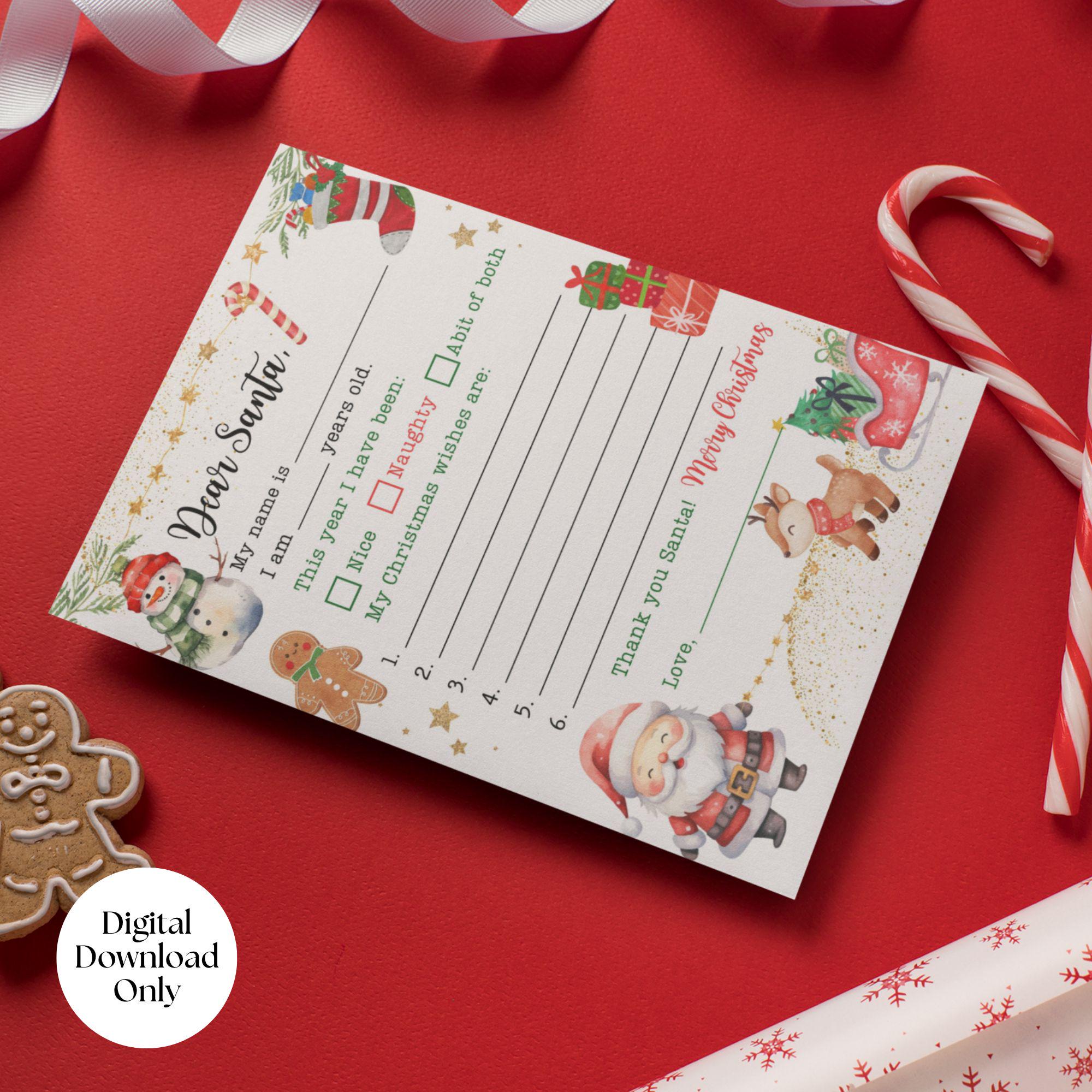 Letter to Santa, Printable Letter to Santa, Santa Letter DIY, Kids ...