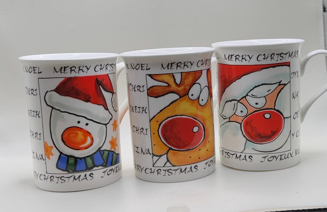 Mcintosh Fine Bone China Merry Christmas Joyeux Noel Felix Navidad Cups ...