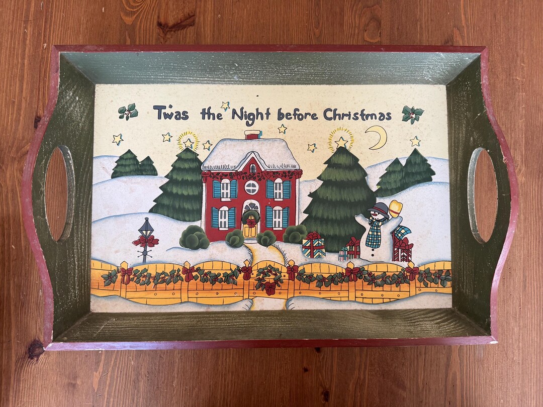 Vintage Susan Winget Night Before Christmas Wooden Tray Portmeiron ...