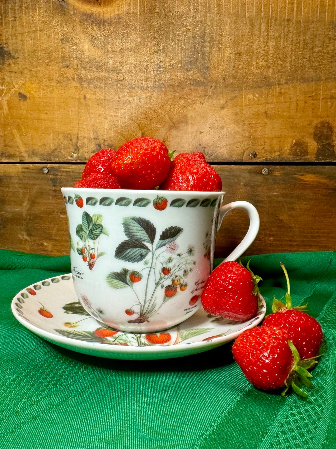 Vintage Kent Pottery Old Foley Strawberry Cup and Saucer - Etsy