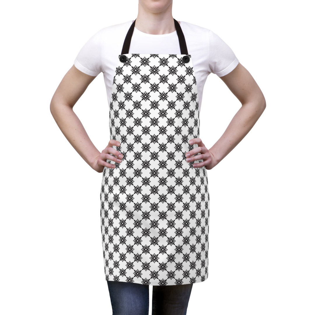Flower Checkered Black Apron - Etsy