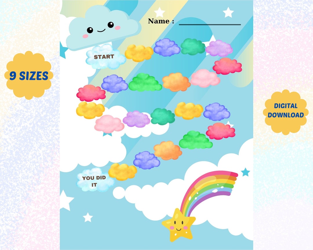 Rainbow Reward Chart-reward Chart-kid Reward Chart-digital Kid Routine ...