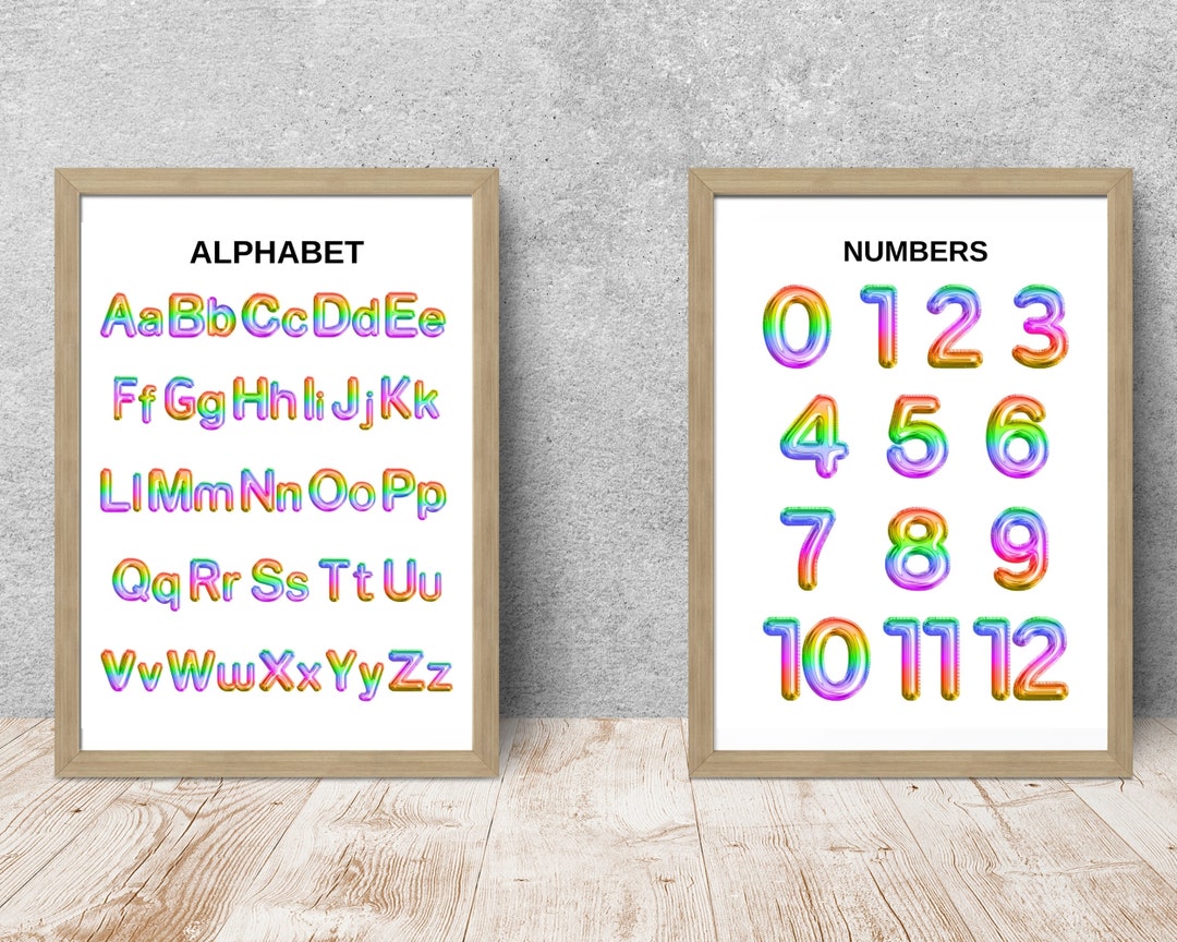 Upper and Lowercase Alphabet Poster-rainbow Poster-educational Set-abc ...