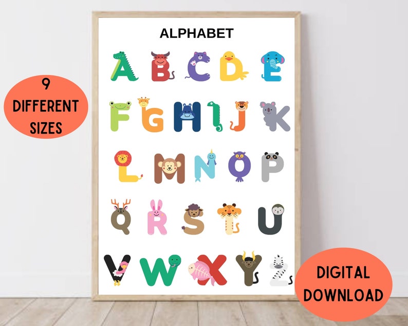 Animal Alphabet Poster-classroom Poster-educational Poster-abc Print ...