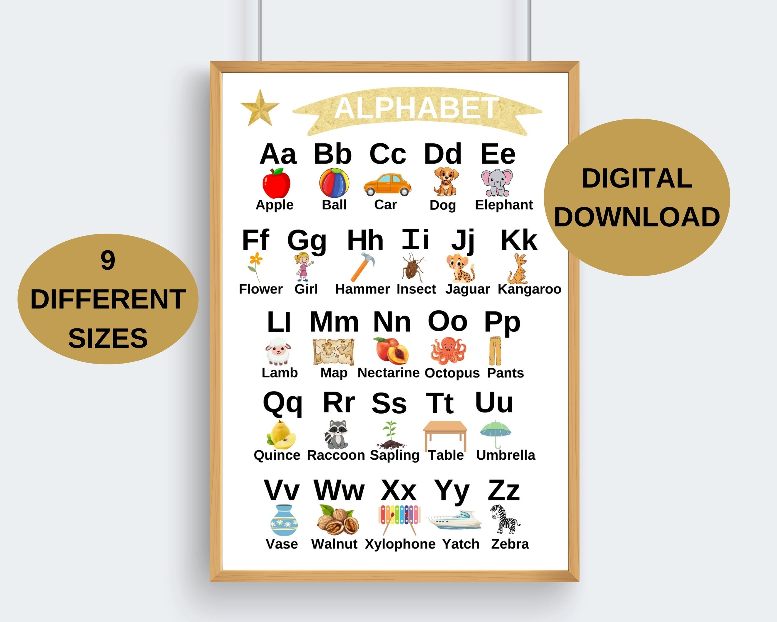 Alphabet Poster-classroom Poster-educational Poster-abc Print-nursery ...