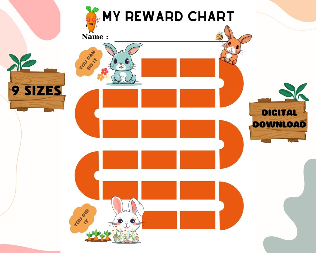 Rabbit Reward Chart-kid Chart-digital Kid Routine Chart-toddler Reward ...