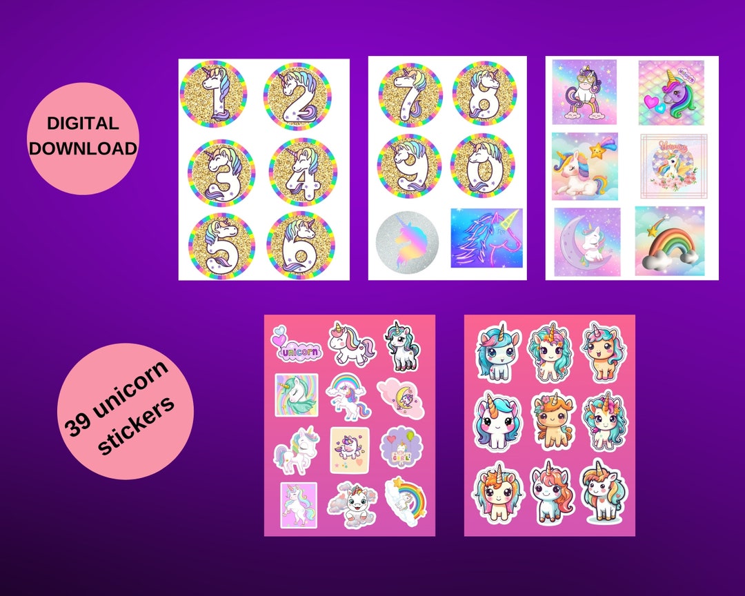 Digital and Printable Sticker Sheets,unicorn Digital Sticker - Etsy