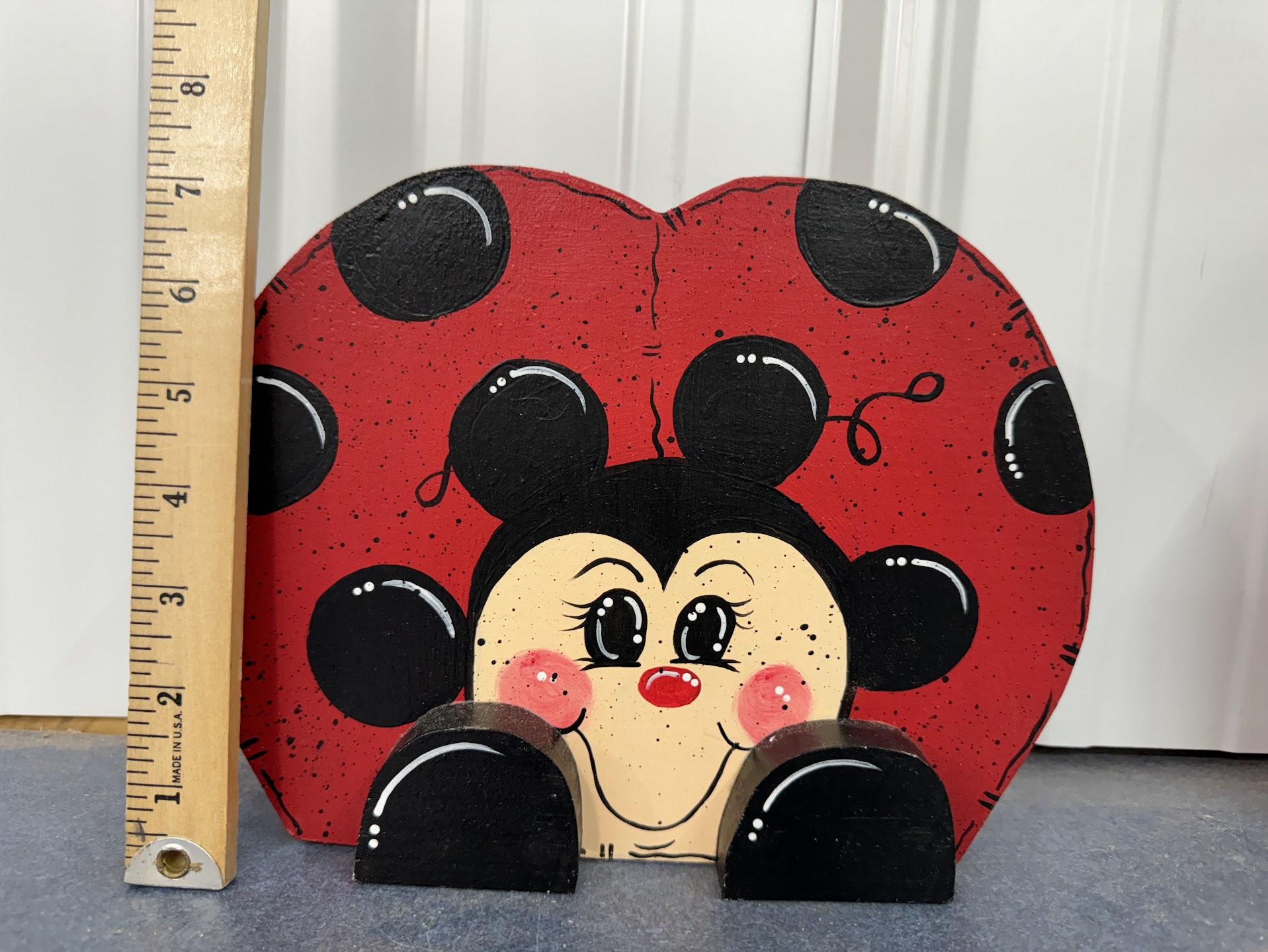 Spring and Summer Little Lady Bug Thick Wood Standing Porch, Table or ...