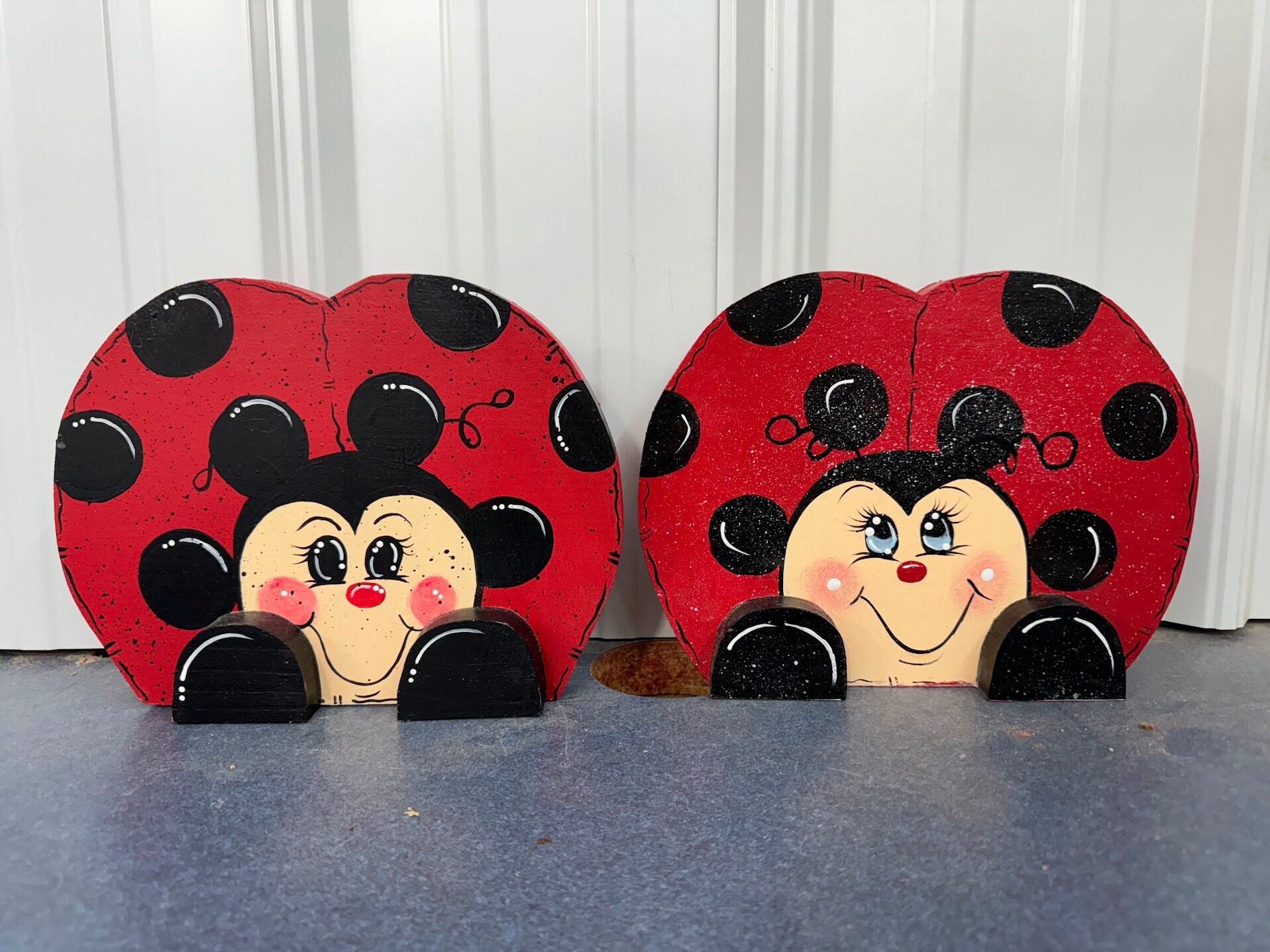Spring and Summer Little Lady Bug Thick Wood Standing Porch, Table or ...