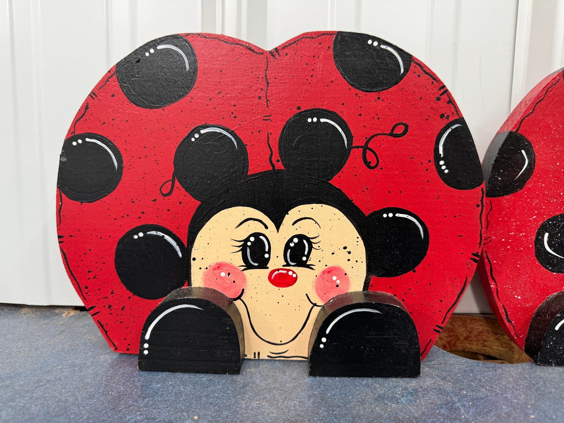 Spring and Summer Little Lady Bug Thick Wood Standing Porch, Table or ...