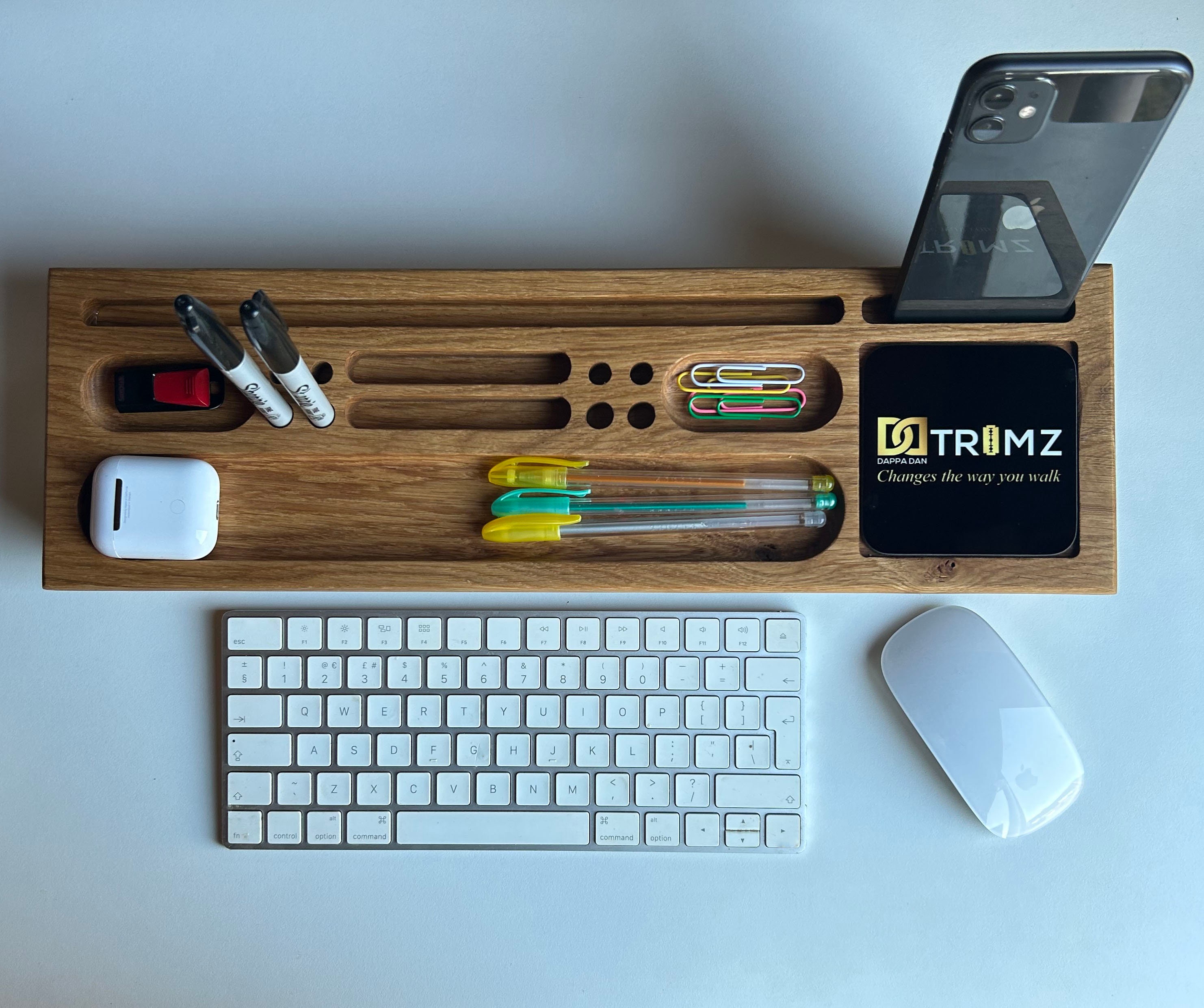 French Oak Wood Desk Organizer, Office Desk Accessories, Personalised ...