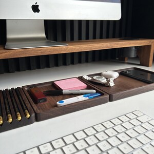 Black Walnut Wood Desk Organizer 6 Piece Set, Office Desk Accessories ...
