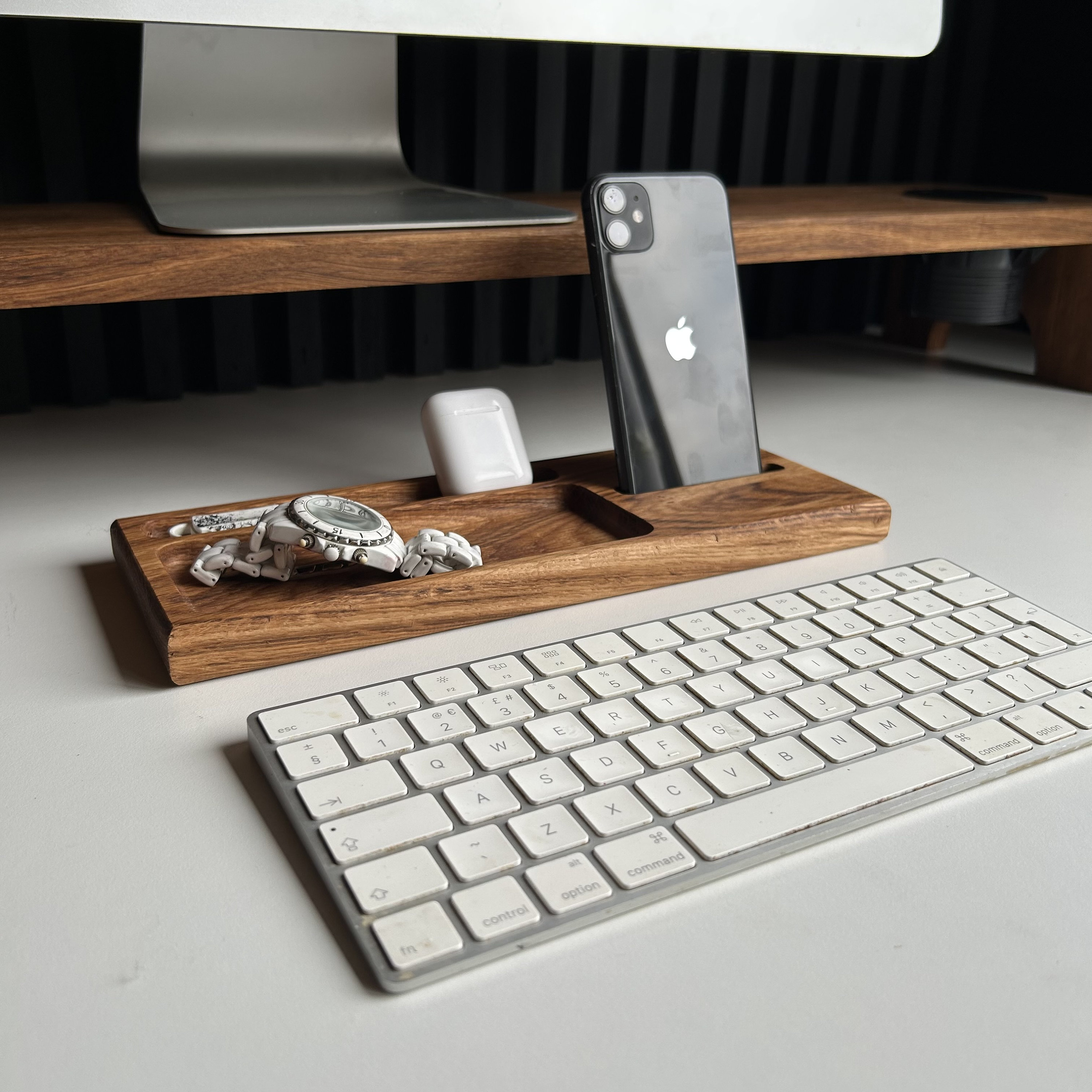 French Oak Wood Desk Organizer, Office Desk Accessories, Personalised ...