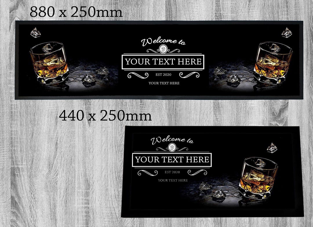 Personalised Rubber Bar Runner – Custom Text Logo Drinks Mat for Home ...