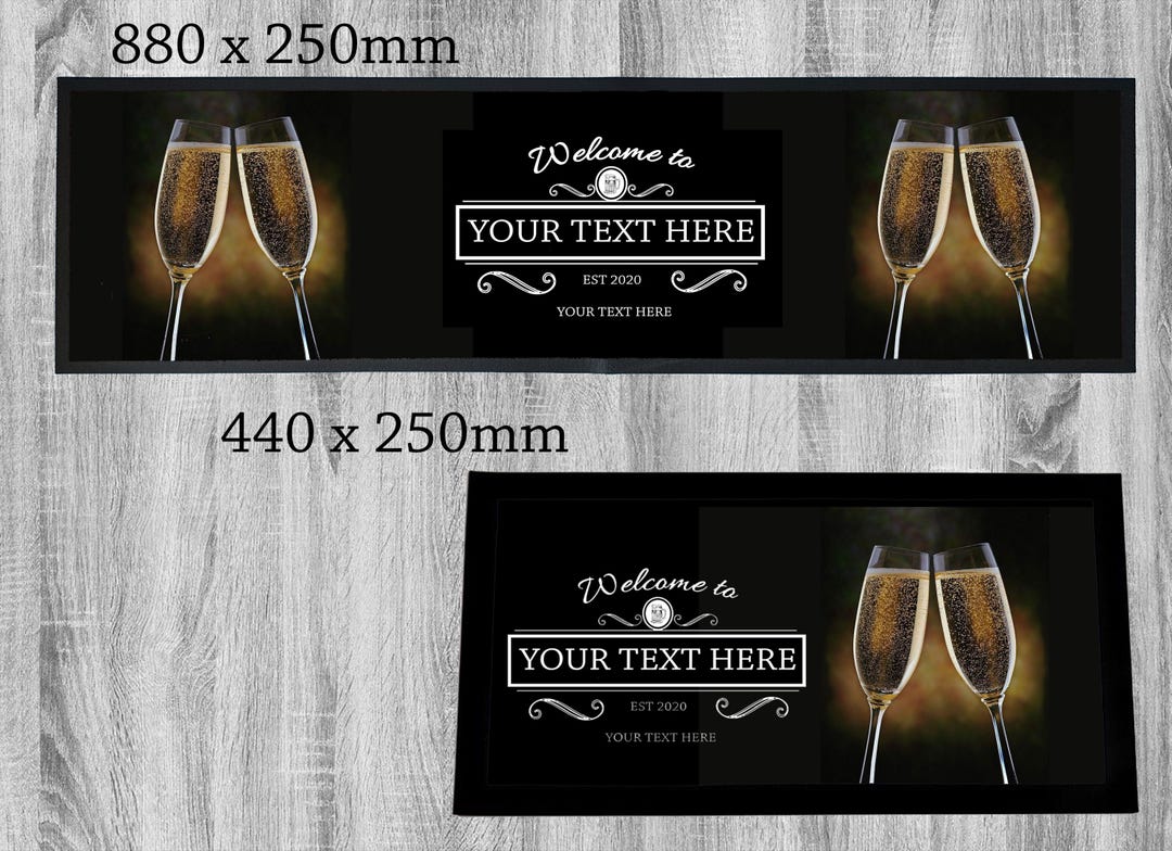 Personalised Rubber Bar Runner – Custom Text Logo Drinks Mat for Home ...