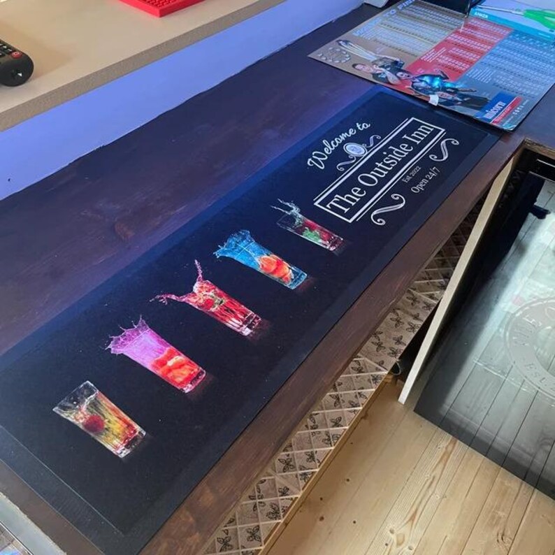 Personalized Rubber Bar Runner – Custom Text Logo Drinks Mat for Home ...
