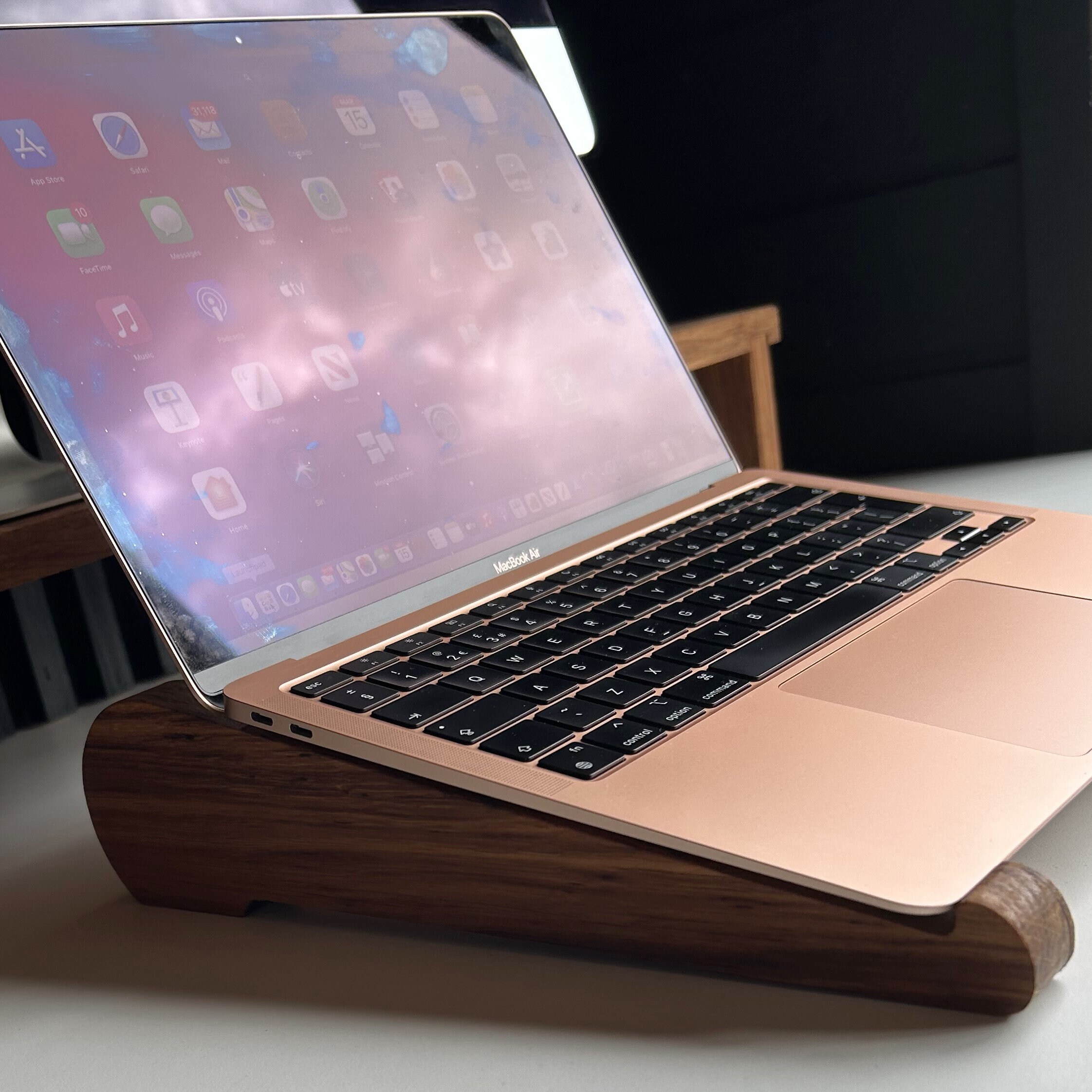 Solid French Oak Wood Laptop Stand for Desk Portable Laptop Display ...