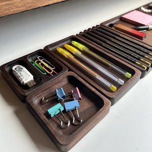 Black Walnut Wood Desk Organizer 6 Piece Set, Office Desk Accessories ...
