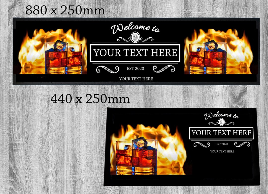 Personalised Rubber Bar Runner – Custom Text Logo Drinks Mat for Home ...