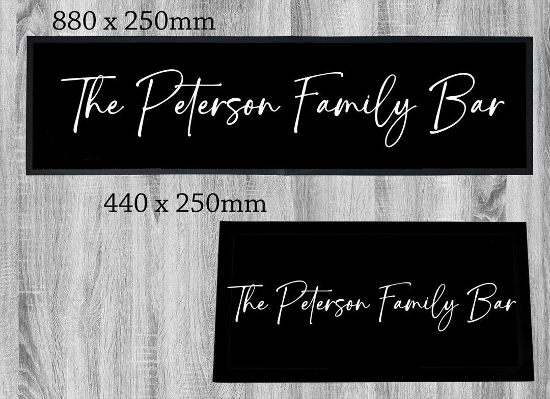 Personalised Rubber Bar Runner – Custom Text Logo Drinks Mat for Home ...