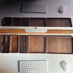 Black Walnut Wood Desk Organizer 6 Piece Set, Office Desk Accessories ...