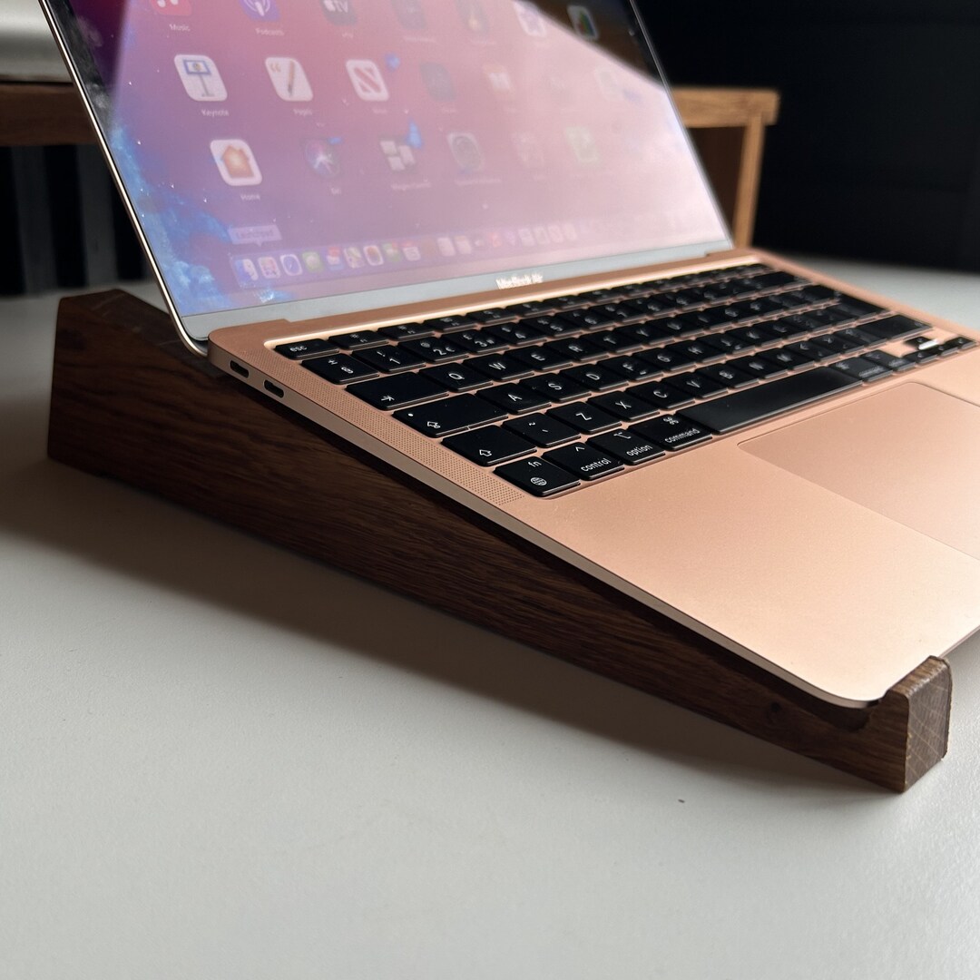 Solid French Oak Wood Laptop Stand for Desk Portable Laptop Display ...
