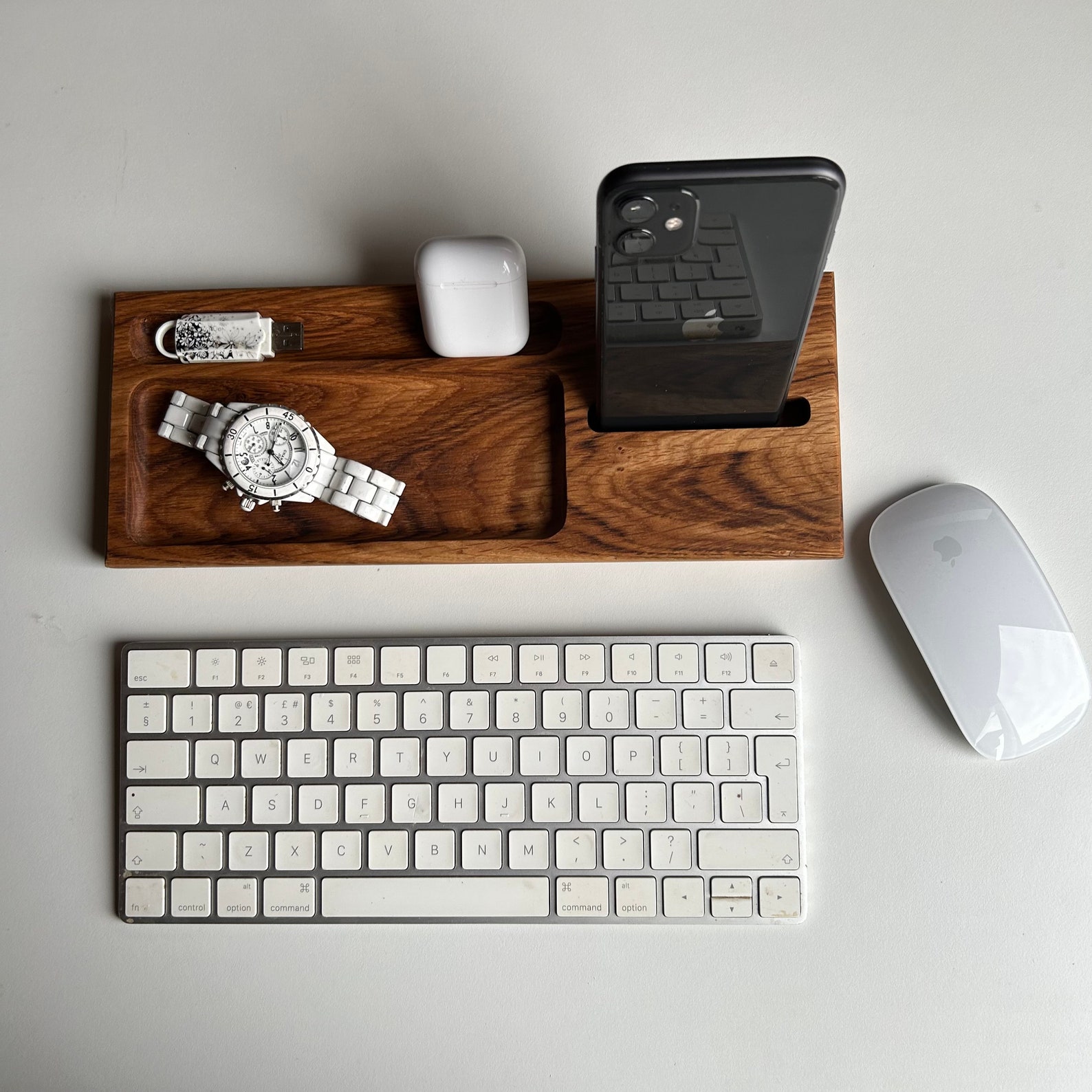 French Oak Wood Desk Organizer, Office Desk Accessories, Personalised ...