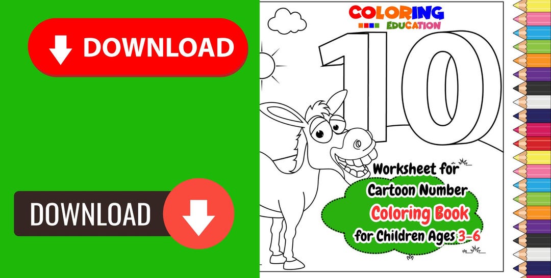 Worksheet for Cartoon Number Coloring Book for Children Ages 3–6,color ...