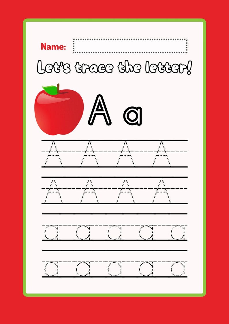 Tracing Letters From A to Z: A Fun Alphabet Workbook for Kids - Etsy