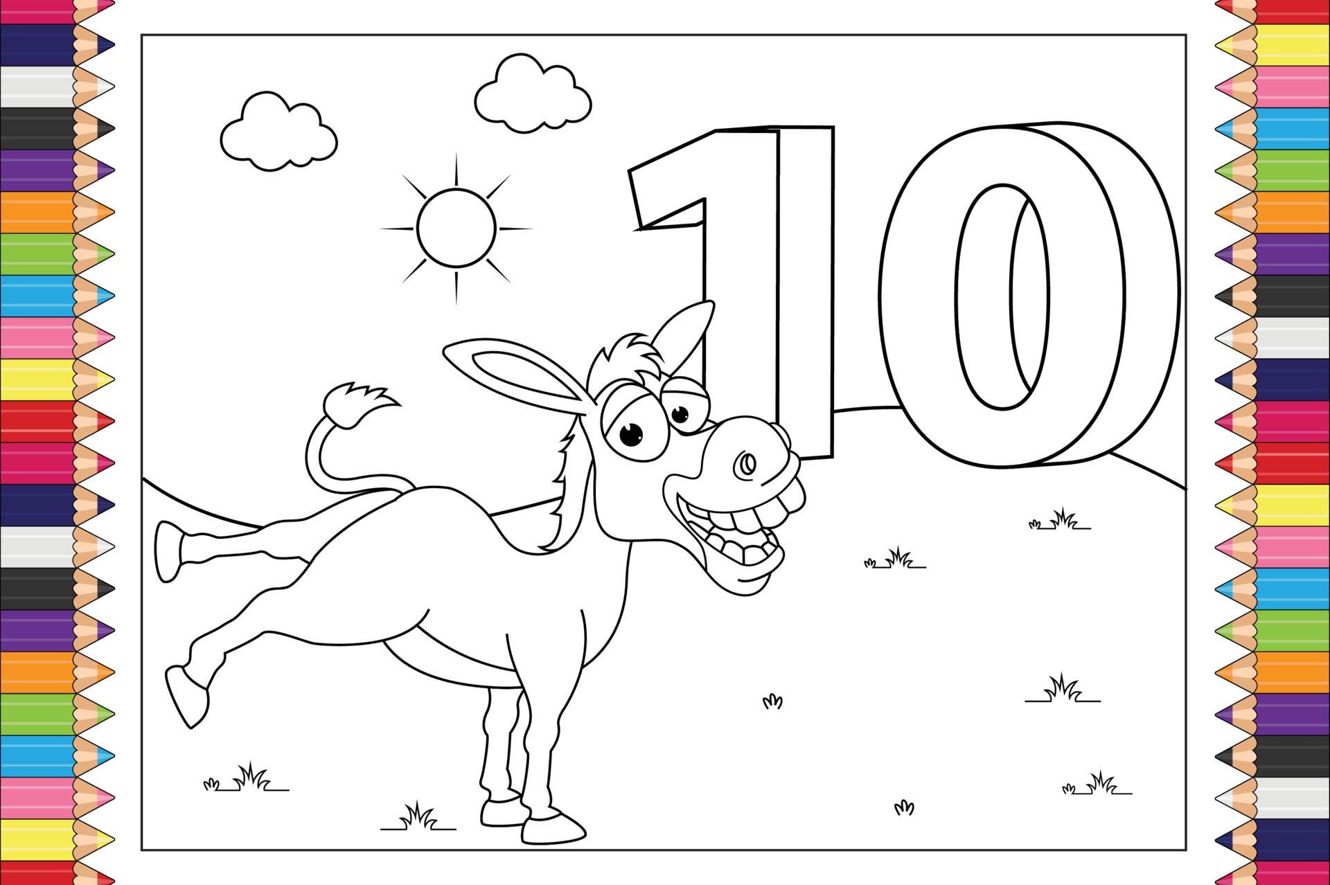 Worksheet for Cartoon Number Coloring Book for Children Ages 3–6,color ...