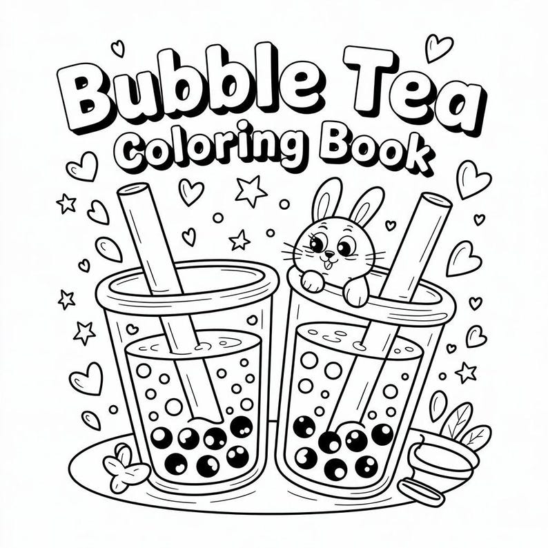 Adorable Bubble Tea Coloring Book - Etsy